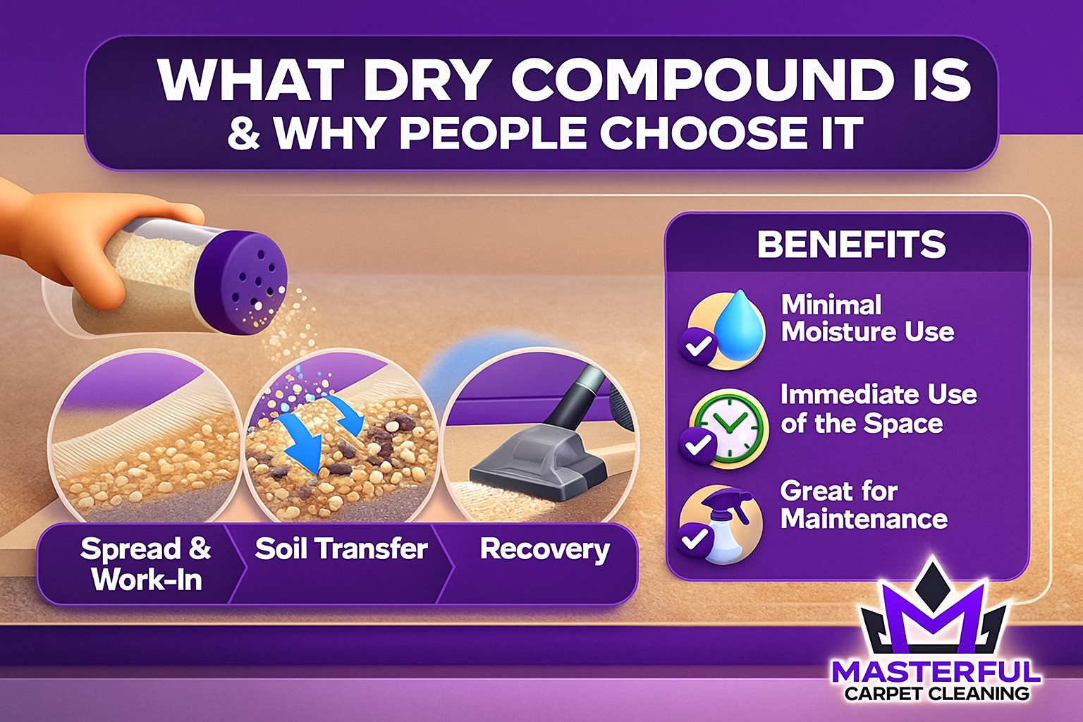 Dry Compound Carpet Cleaning: When It Works - Masterful Carpet Cleaning